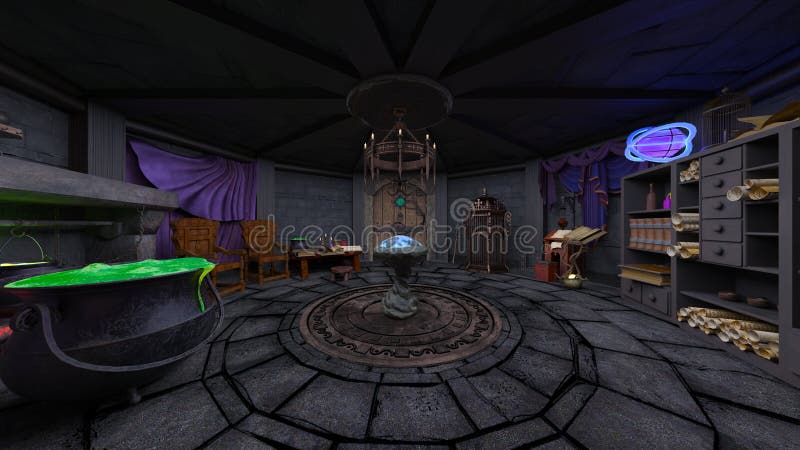 3D Rendering of the Wizard Room Stock Illustration - Illustration of ...