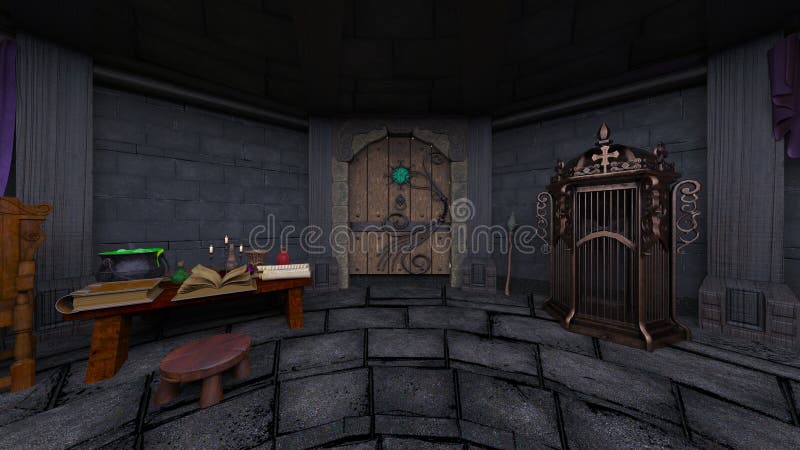 3D Rendering of the Wizard Room Stock Illustration - Illustration of ...