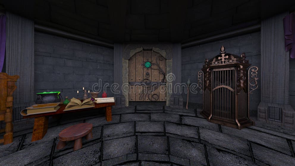 3D Rendering of the Wizard Room Stock Illustration - Illustration of ...