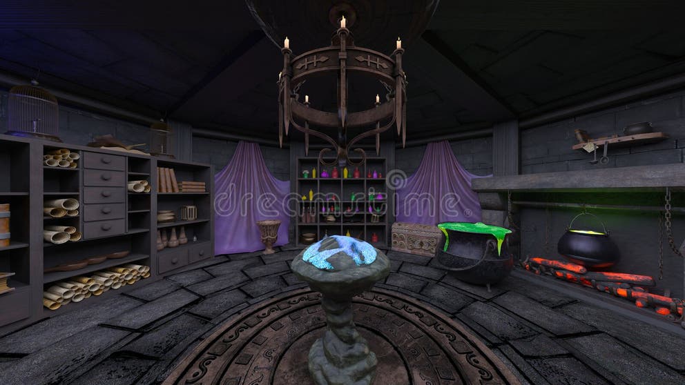 3D Rendering of the Wizard Room Stock Illustration - Illustration of ...