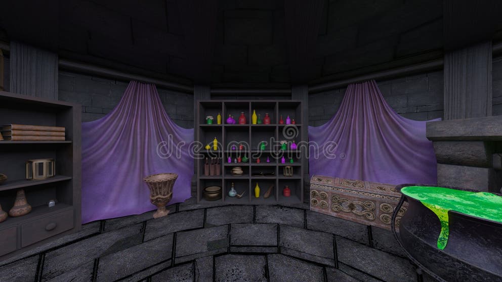 3D Rendering of the Wizard Room Stock Illustration - Illustration of ...