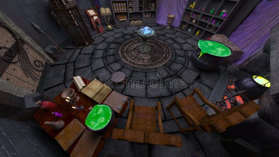 3D Rendering of the Wizard Room Stock Illustration - Illustration of ...