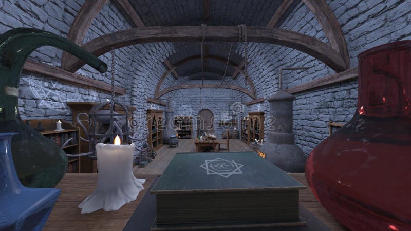 3D Rendering of the Wizard Room Stock Illustration - Illustration of ...