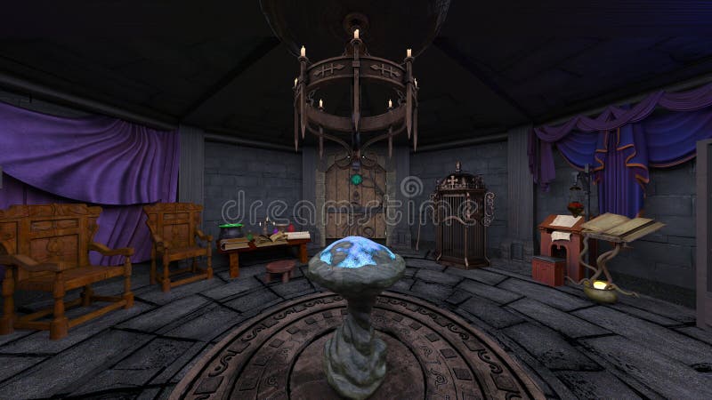 3D Rendering of the Wizard Room Stock Illustration - Illustration of ...