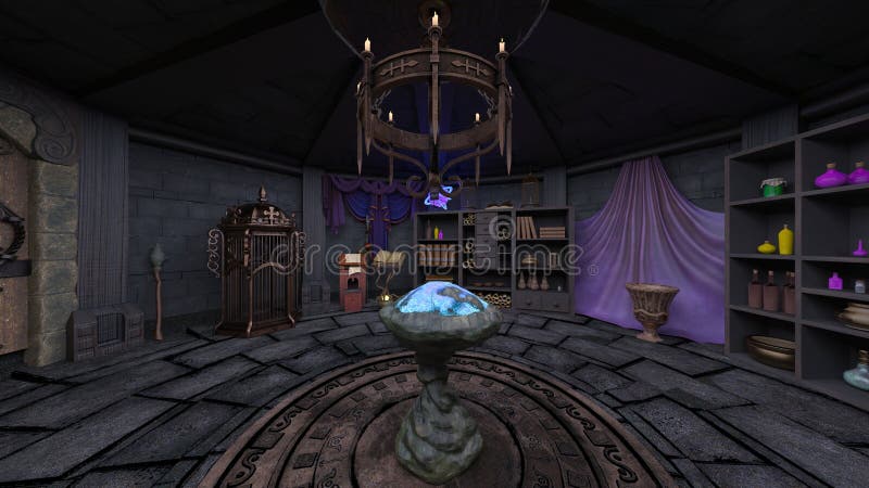 3D Rendering of the Wizard Room Stock Illustration - Illustration of ...