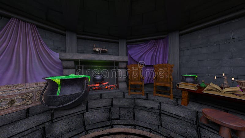 3D Rendering of the Wizard Room Stock Illustration - Illustration of ...