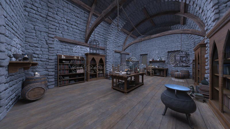 3D Rendering of the Wizard Room Stock Illustration - Illustration of ...