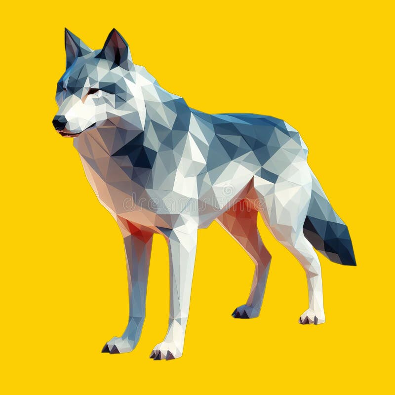 3D Rendering of a Wolf Low Polygon Isolated Stock Illustration ...