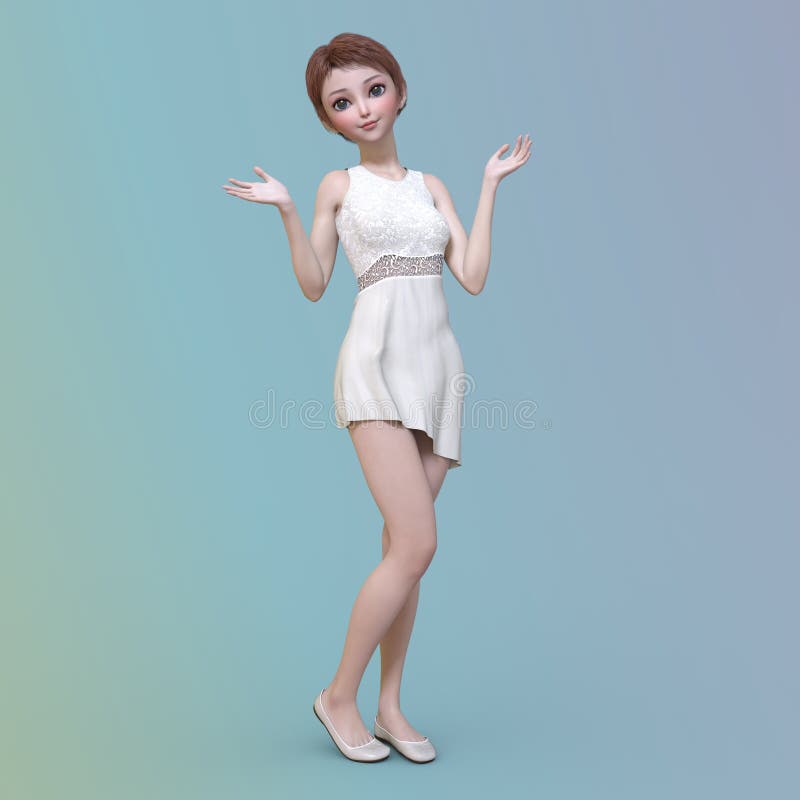 3D Rendering of Woman in Costume Stock Illustration - Illustration of ...