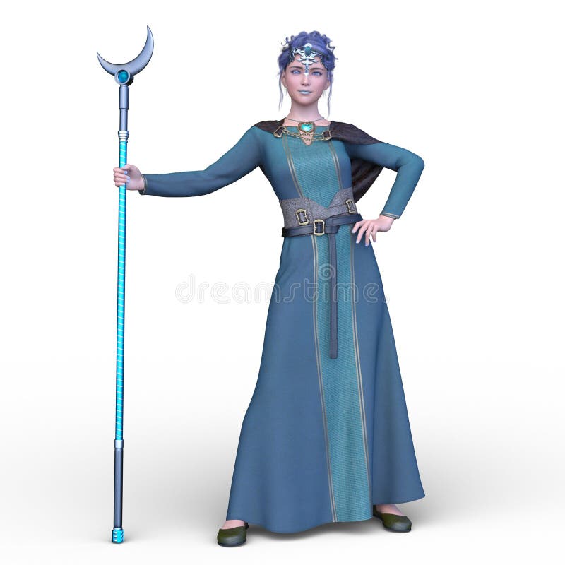 3D Rendering of a Woman with Magic Wand Stock Illustration ...