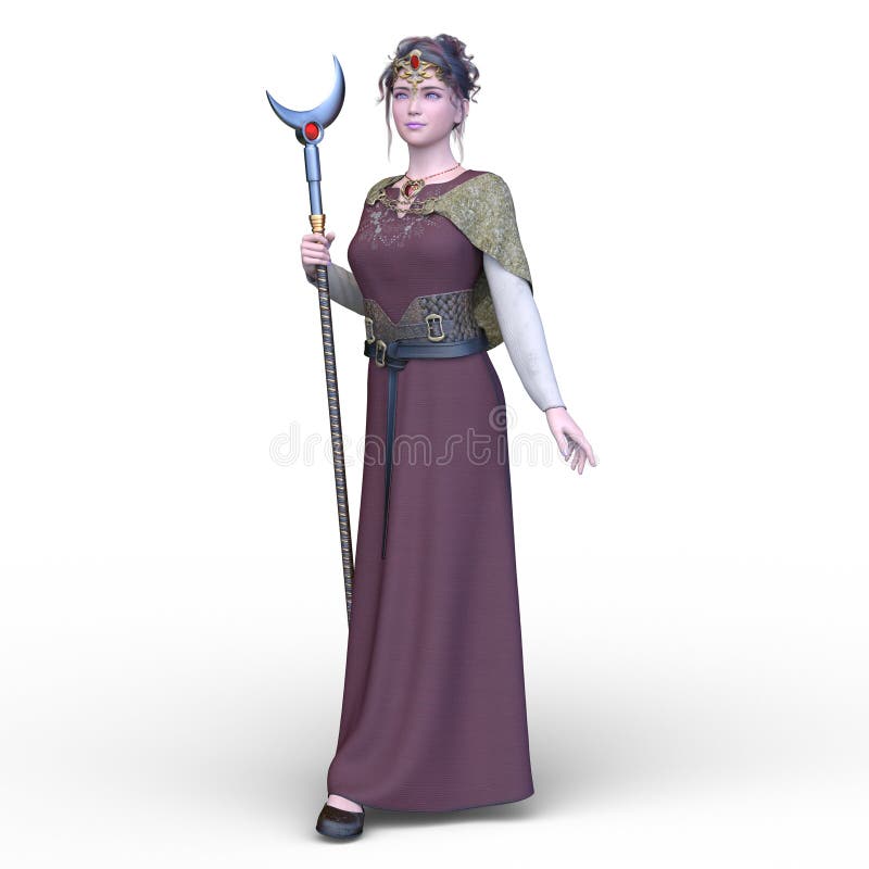 3D Rendering of a Woman with Magic Wand Stock Illustration ...