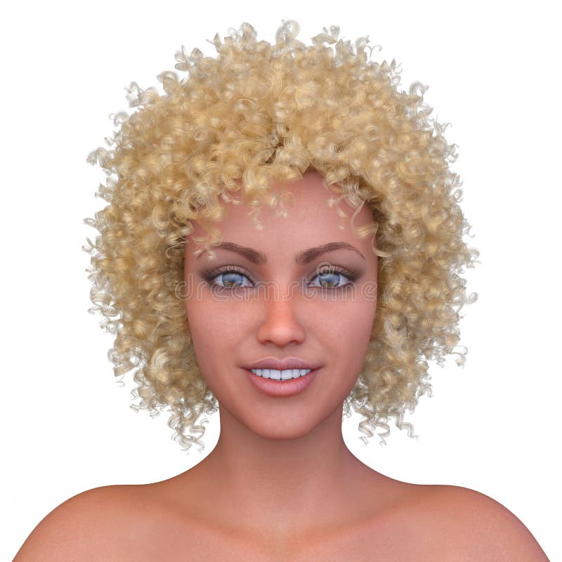 3D Rendering of a Woman`s Face Close-up Stock Illustration ...