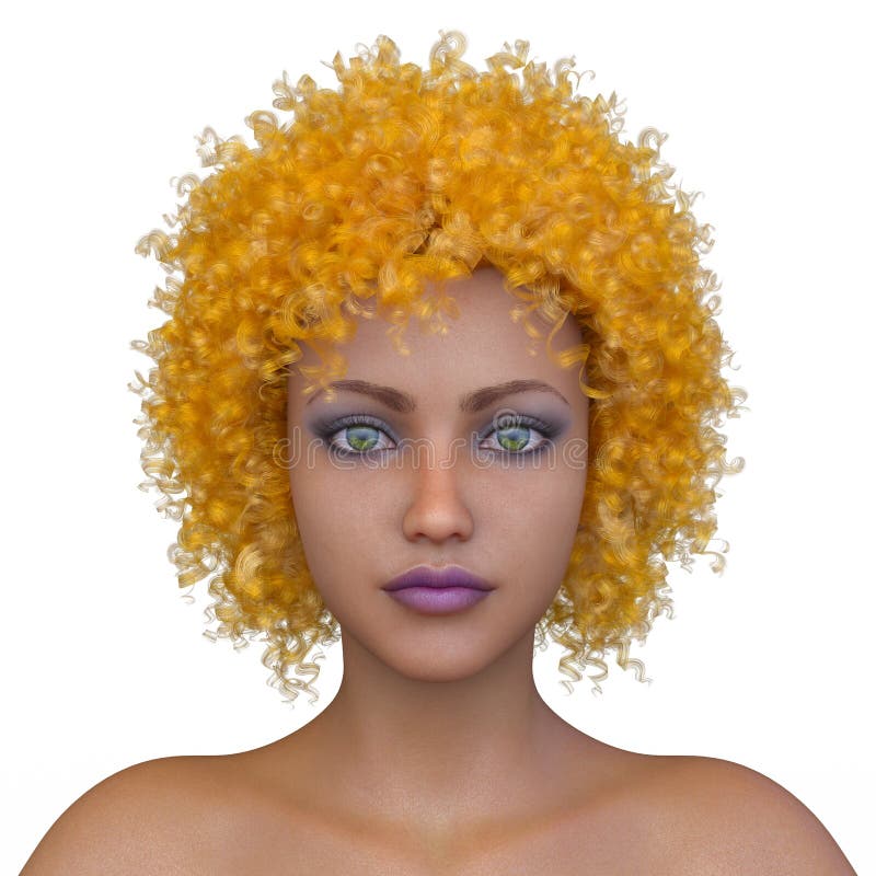 3D Rendering of a Woman`s Face Close-up Stock Illustration ...