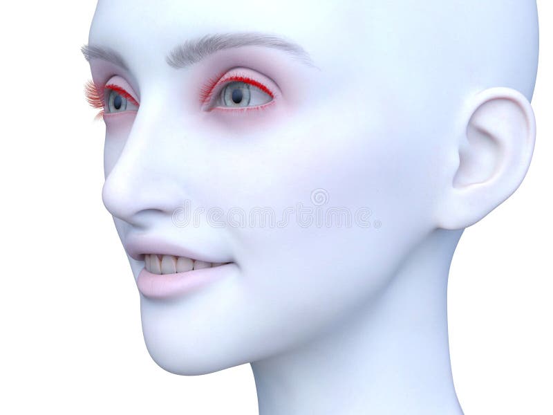3D Rendering of a Woman S Face Close-up Stock Illustration ...