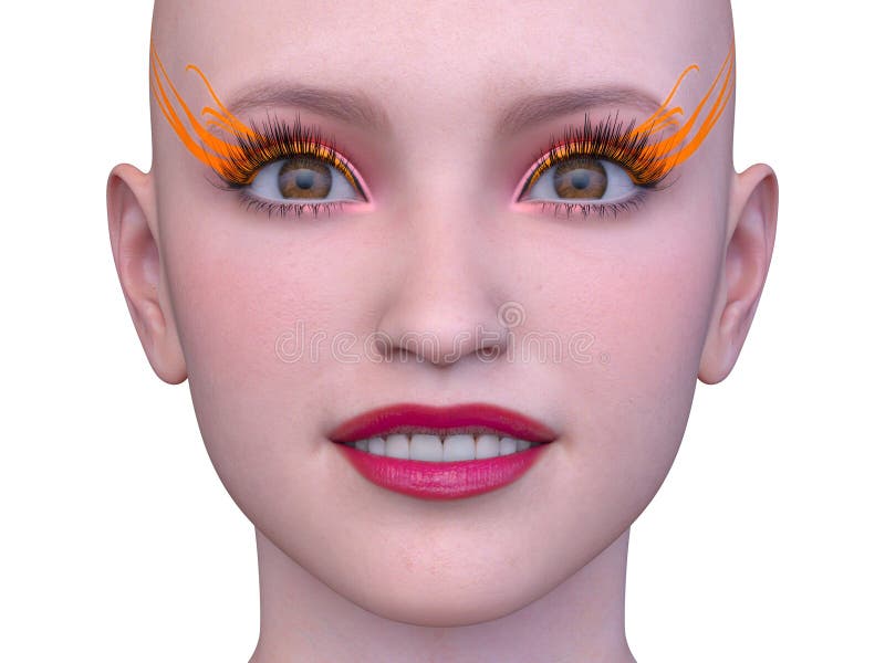 3D Rendering of a Woman S Face Close-up Stock Illustration ...