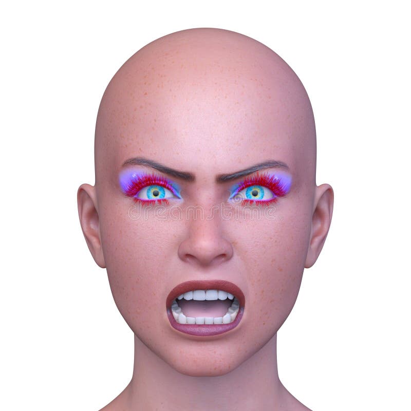 3D Rendering of a Woman S Face Close-up Stock Illustration ...