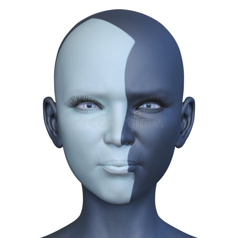 3D Rendering of a Woman S Face Close-up Stock Illustration ...