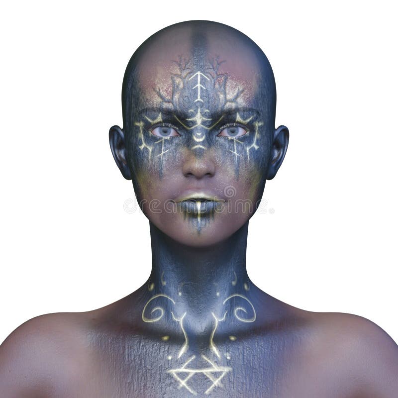 3D Rendering of a Woman S Face Close-up Stock Illustration ...