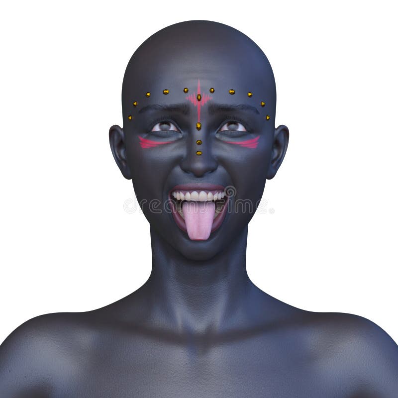 3D Rendering of a Woman S Face Close-up Stock Illustration ...