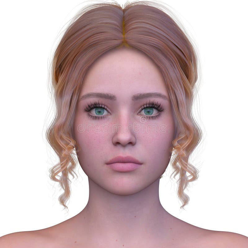 3D Rendering of a Woman S Face Close-up Stock Illustration ...