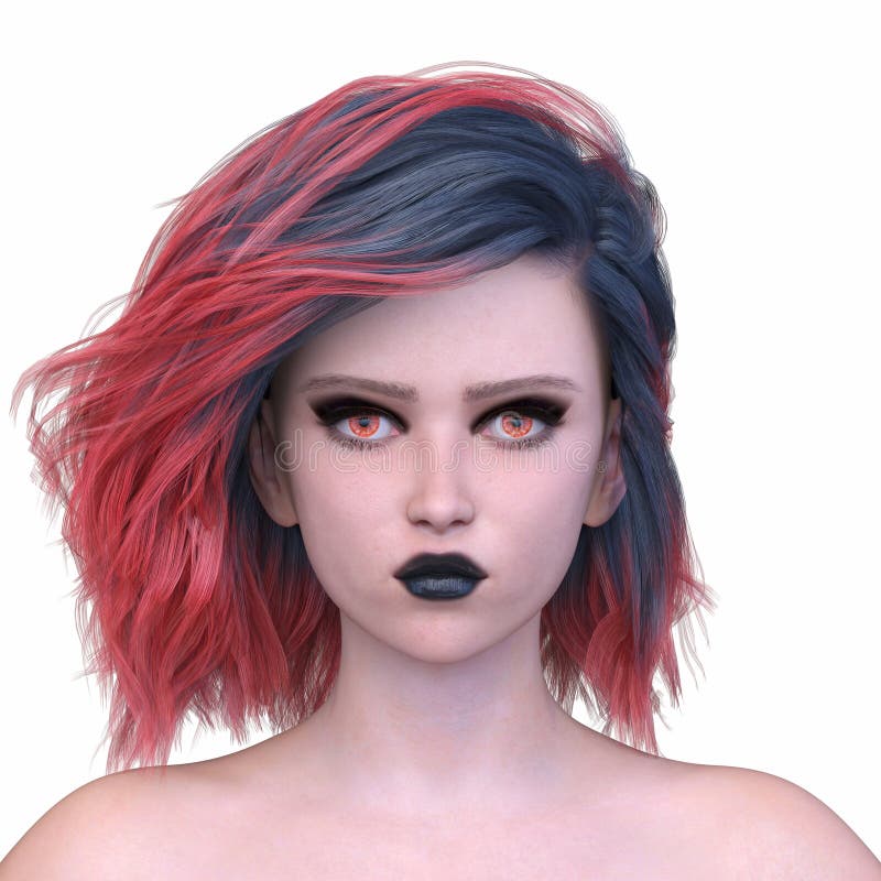 3D Rendering of a Woman S Face Close-up Stock Illustration ...