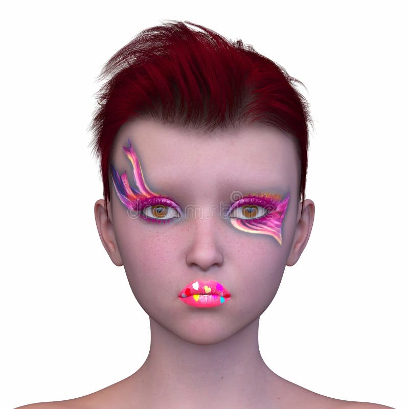 3D Rendering of a Woman S Face Close-up Stock Illustration ...