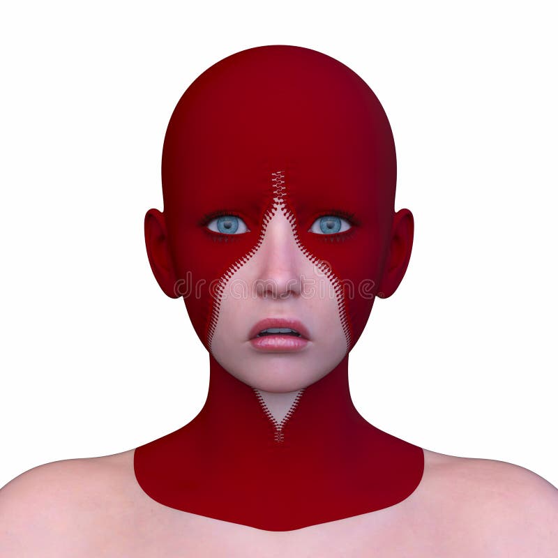 3D Rendering of a Woman S Face Close-up Stock Illustration ...