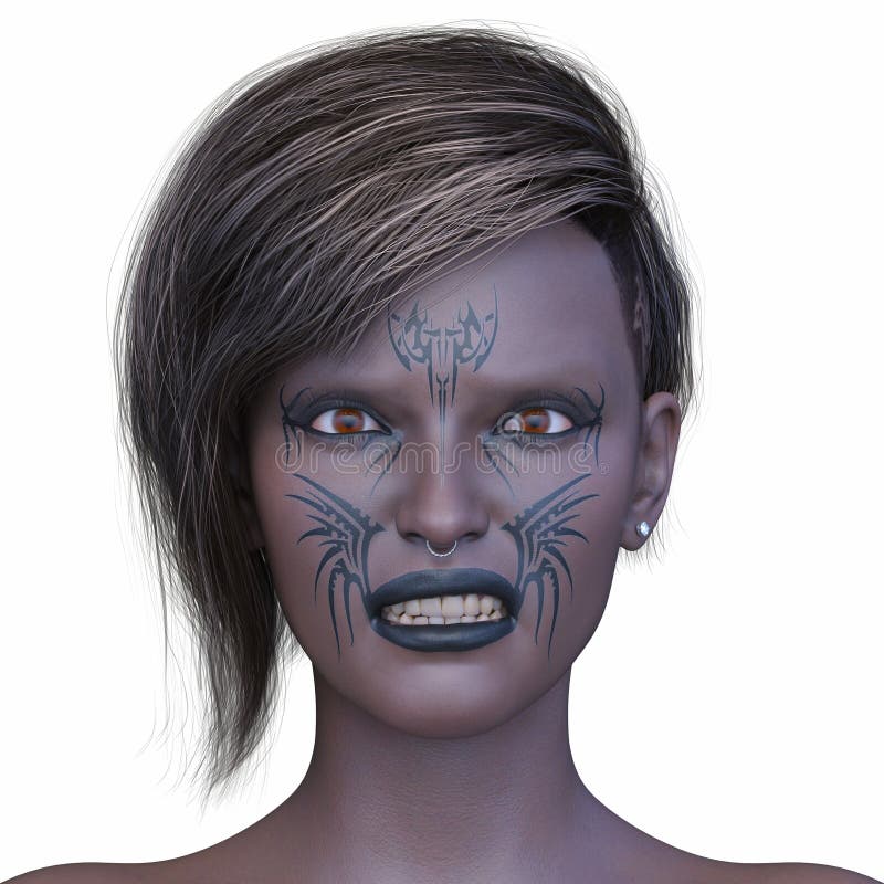 3D Rendering of a Woman S Face Close-up Stock Illustration ...