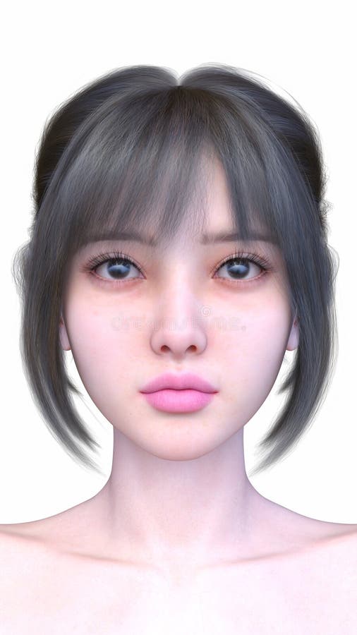 3D Rendering of a Woman S Face Close-up Stock Illustration ...