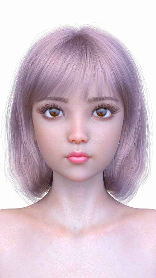 3D Rendering of a Woman S Face Close-up Stock Illustration ...