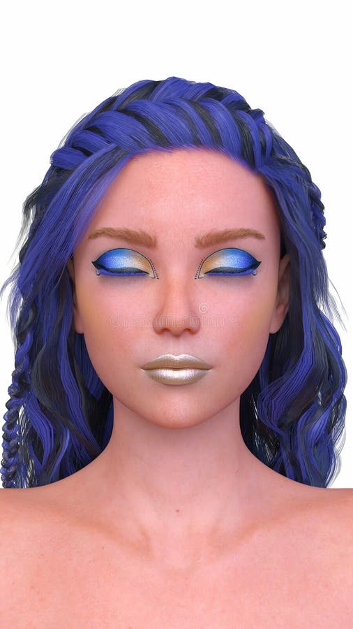 3D Rendering of a Woman S Face Close-up Stock Illustration ...