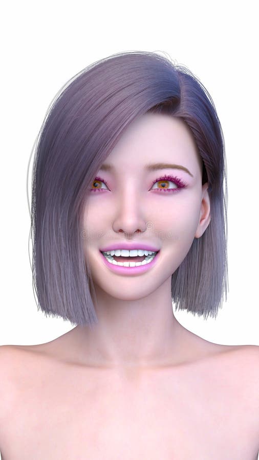3D Rendering of a Woman S Face Close-up Stock Illustration ...