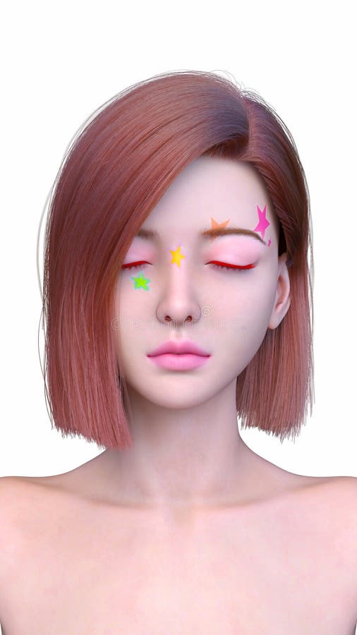 3D Rendering of a Woman S Face Close-up Stock Illustration ...