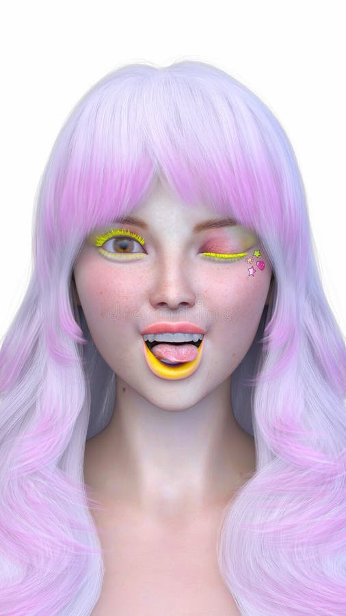 3D Rendering of a Woman S Face Close-up Stock Illustration - Illustration of model, girl: 382088328