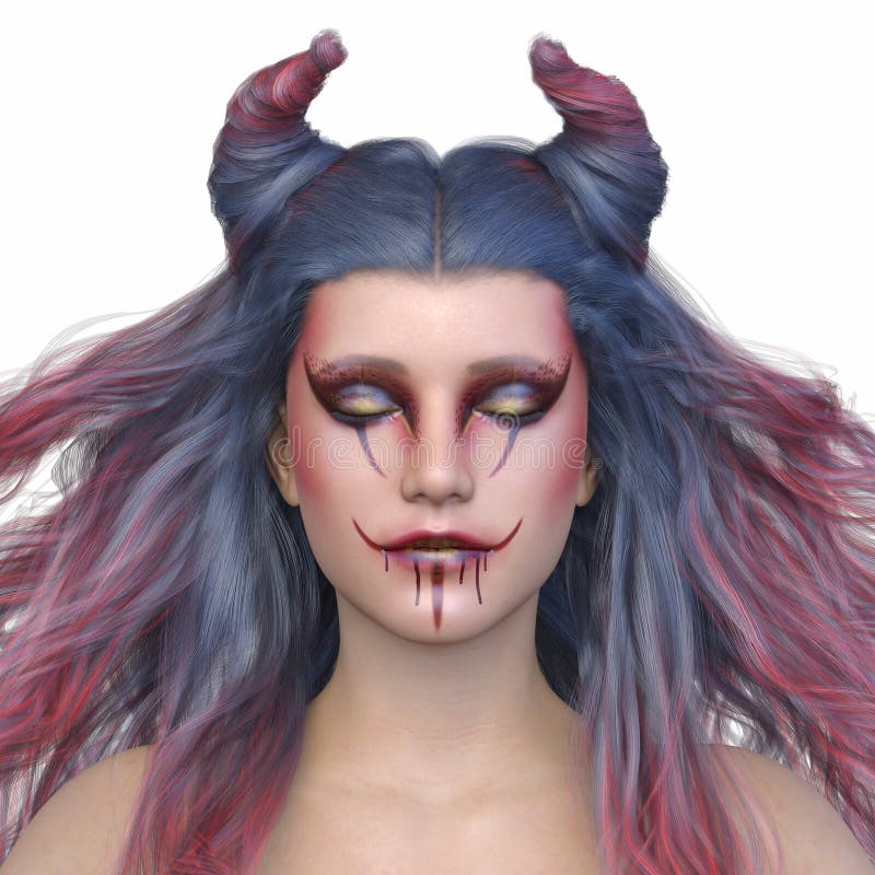 3D Rendering of a Woman in Witch Makeup Stock Illustration ...