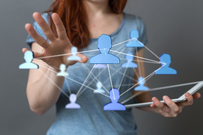 3D Rendering of Women Hand with a Tablet Showing Internet Net and Data ...