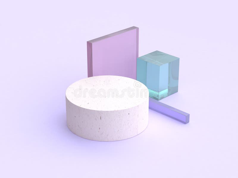 3d Rendering Wood Circle Clear Shape Purple Scene Minimal Stock ...