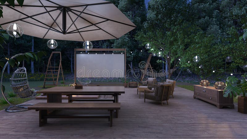 3D Rendering of the Wood Deck Stock Illustration - Illustration of ...