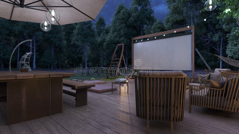 3D Rendering of the Wood Deck Stock Illustration - Illustration of ...