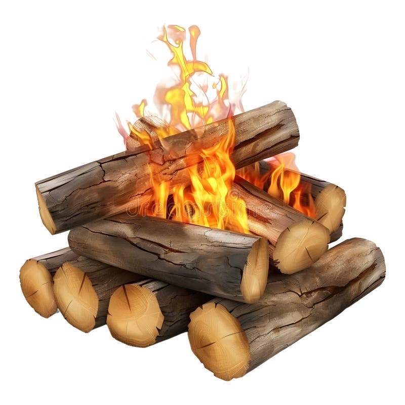 3D Rendering of a Wood with Fire on Transparent Background - Ai ...