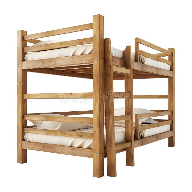 3D Rendering of a Wooden Double Floor Bed on Transparent Background ...