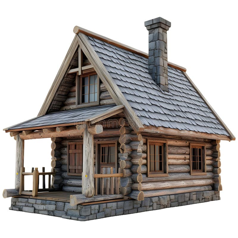 3D Rendering of a Wooden House on Transparent Background - Ai Generated ...