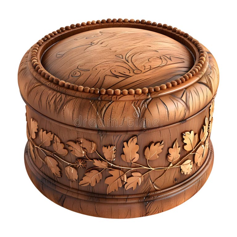 3D Rendering of a Wooden Rounded Stool on Transparent Background - Ai ...