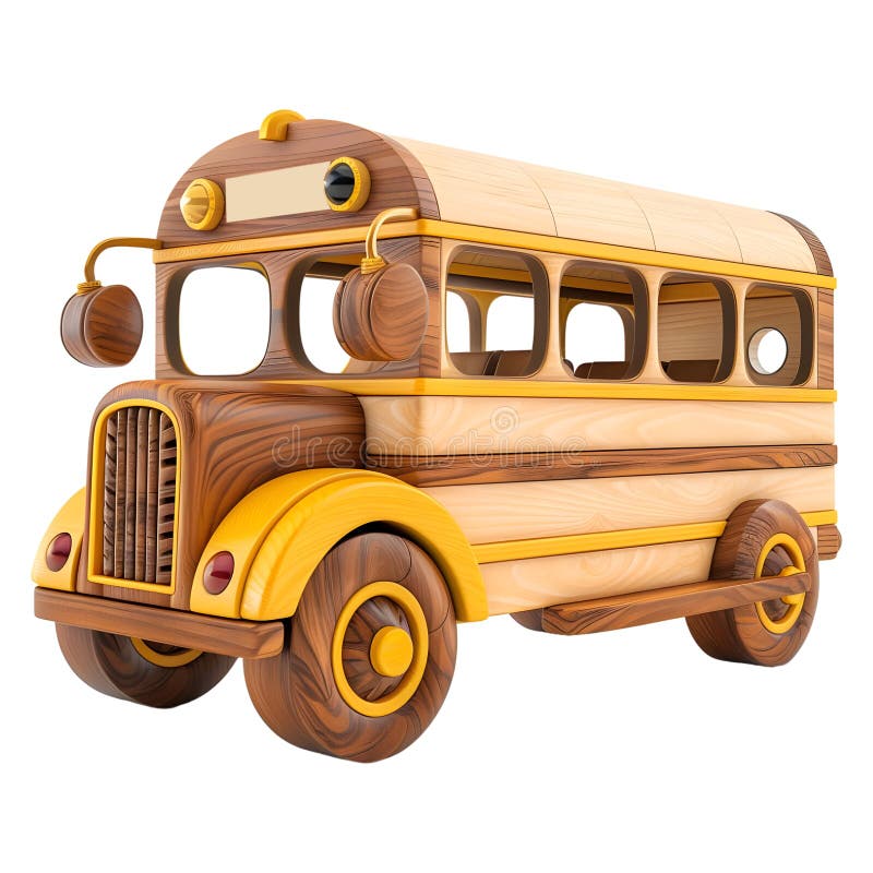 3D Rendering of a Wooden School VAN Toy on Transparent Background - Ai ...