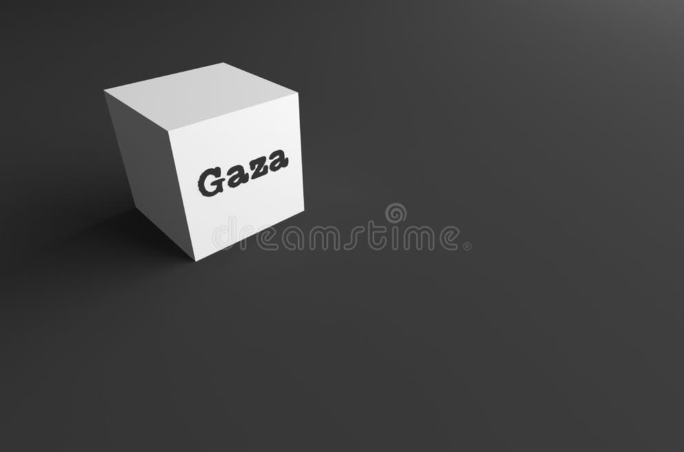 3D RENDERING WORD Gaza WRITTEN on WHITE CUBE Stock Illustration ...