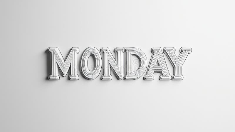 3d Rendering of the Word Monday, Extruded Letters on a White Background ...