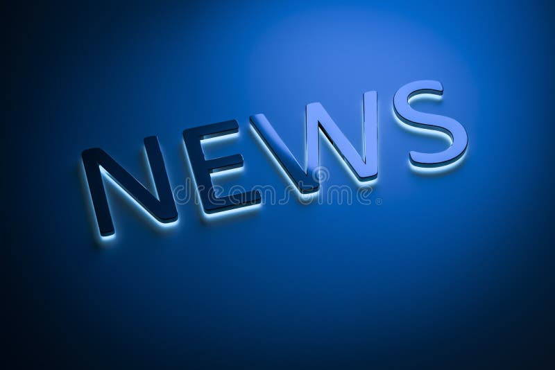 The Word News with Blue Light Stock Illustration - Illustration of news ...