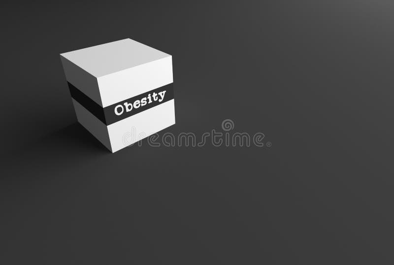 3D RENDERING WORD Obesity WRITTEN on WHITE CUBE Stock Illustration ...