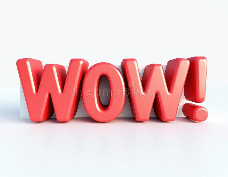 3D Rendering of the Word WOW! in Bold, Red Letters on a White ...