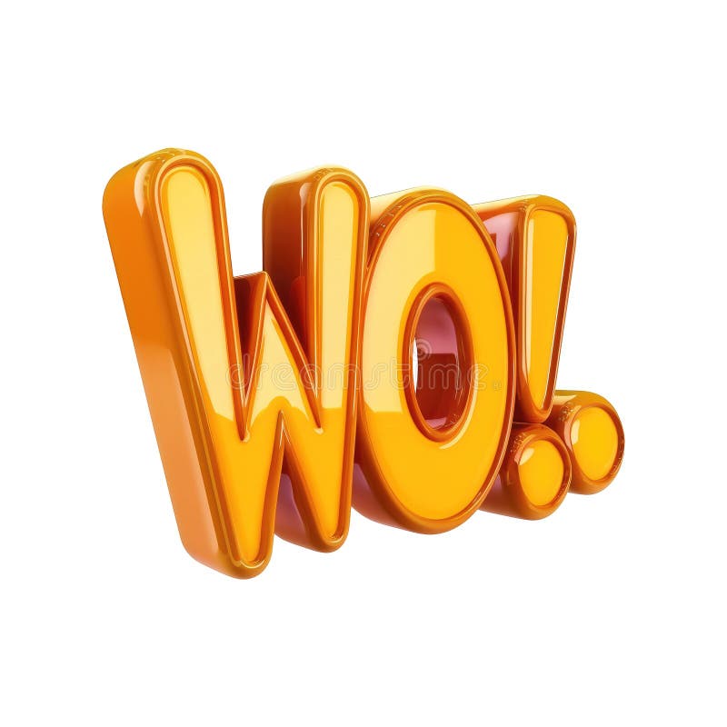 Wow! 3D Shiny Golden Letters Exclamation Mark Stock Illustration ...